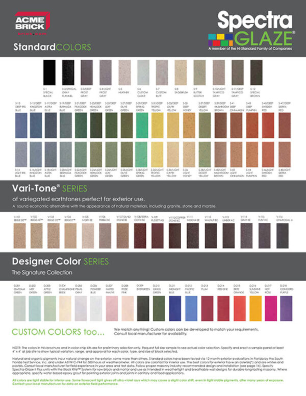 Spectra Glaze Colors - Acme Brick