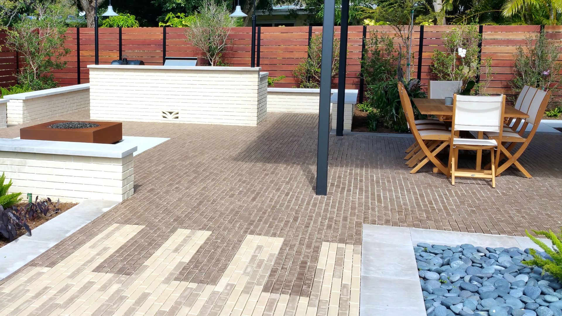 Yard With Pavers And Brick